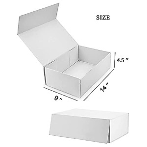 Gift Box with Lid Bridesmaid Proposal Box 14"*9"*4.5" Sturdy Storage Box Collapsible Mother's Day Valentine Gift Box with Magnetic Closure(Glossy White, Large(1 piece))