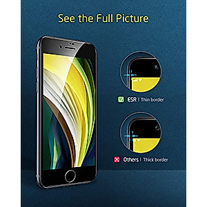 ESR Tempered-Glass for iPhone SE Screen Protector,[2-Pack] [3D+ Maximum Protection Full Coverage], Premium Tempered Glass Screen Protector for iPhone SE 2020, 4.7", (Black)
