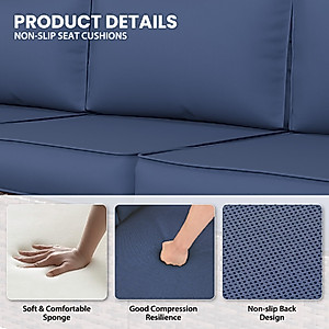 UDPATIO Outdoor Cushions for Patio Furniture, 7-Piece Replacement Cushions for Outdoor Furniture, Patio Sectional Cushions Outdoor Couch Cushions for 4-seat Patio Conversation Sets (Navy Blue)