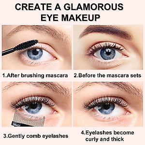 Acavado Eyelash Comb, Arc Designed Eyelash Separator Mascara Applicator Eyebrow Brush Metal Teeth Eye Lash Tool with Comb Cover,Baby Pink