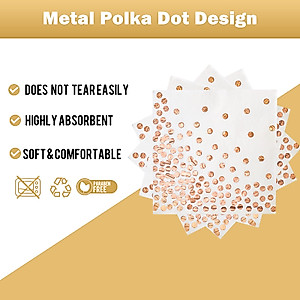 CENLBJ White and Rose Gold Paper Plates and Napkins-100 PCS-50 x 7''Dessert Plates & 50 x 6.5''Napkins,Gold Dots Paper Plates Party Supplies,for Birthday,Anniversary,All Occasions