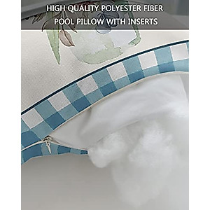 Prime Leader Recliner Head Pillow Ledge Loungers Chair Pillows with Insert Spring Pink Blue Flower Blue White Buffalo Plaid Lumbar Pillow with Adjustable Strap Outdoor Waterproof Patio Pillows, 2 PCS