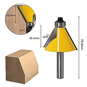 Wolfride 3Pcs Chamfer Router Bit Set 1/4 Inch Shank Bevel Router Bits 15 22.5 30 Degree