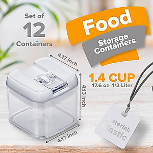 Cheer Collection Airtight Food Storage Containers, Kitchen Storage Containers for Pantry, Set of 12 Food Containers with Lids Airtight, Pantry Storage Containers & Organizers with Lids, 5L, White