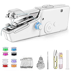 Handheld Sewing Machine Mini Professional Handheld Sewing Machine Sewing Tool Portable Easy to Operate for Beginners (Batteries not Included)