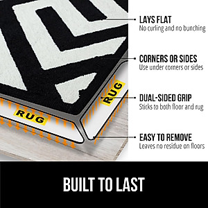 Gorilla Grip 8 Pack Rug Grippers, Corners and Sides, No Curl Corners or Side Bunch, Dual Sided Soft Flexible Pad Grips Floor Under Area Rugs Reusable Gripper Hold Carpet in Place Hardwood Floors Pads