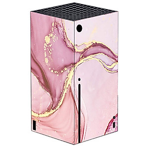PlayVital Cosmic Pink Gold Marble Effect Custom Vinyl Skins for Xbox Series X, Wrap Decal Cover Stickers for Xbox Series X Console Controller
