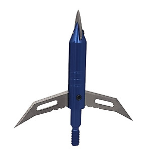 LeeMui Hunting Aluminum Archery Broadheads Blades Grain Screw-in Arrow Heads Tips Portable Case for Arrowheads Broadheads Blue