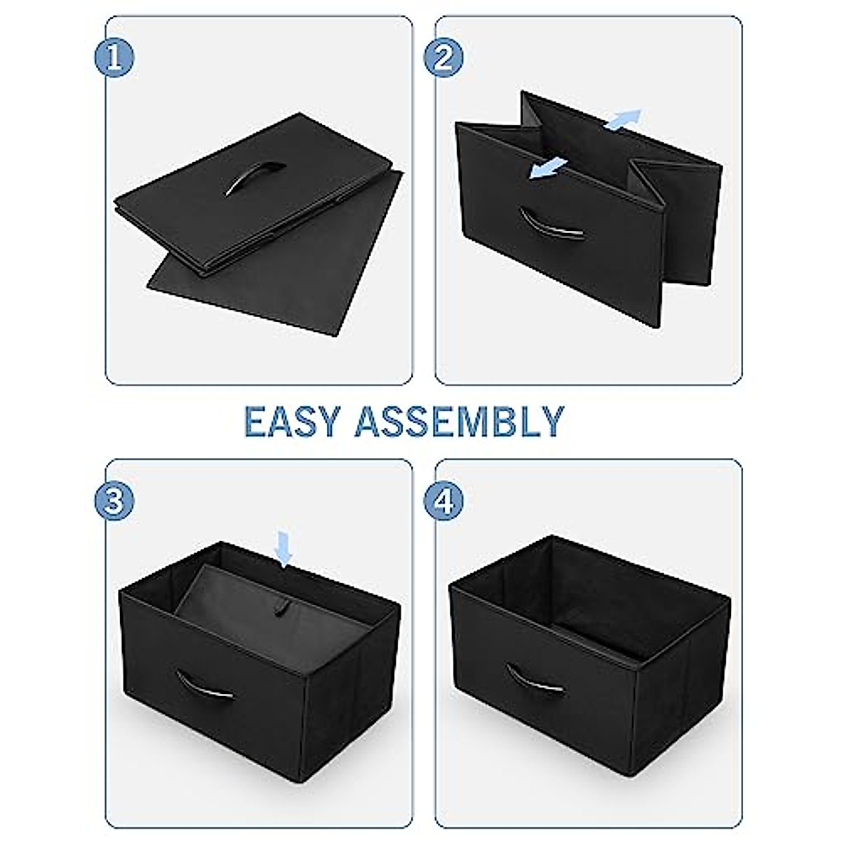 Crestlive Products Fabric Dresser Drawers with Wood Handles, Closet Storage Organizer Bin for Clothes Underwear Bras Socks, Foldable Containers for Bedroom, Hallway, Entryway - Set of 2, Black