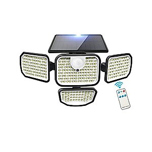 FREECUBE Solar Flood Lights Outdoor, Remote Controlled with 3 Modes, IP65 Waterproof, Motion Sensing for Garden Yard Garage Patio Pathway 1 Pack