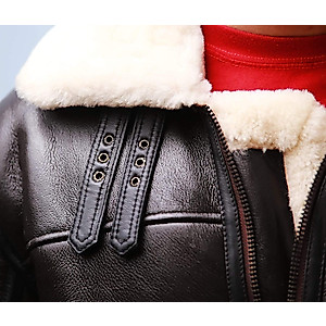 MARCO ENZOLANI B3 Bomber Jacket Aviator Real Shearling B3 Bomber Jacket Winter (Brown, l)