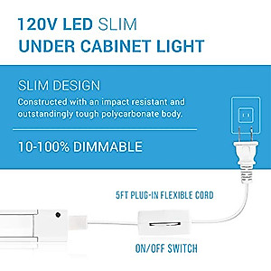 Parmida LED Technologies LED Slim Under Cabinet Light - Additional Accessory: 2FT Linking Cable - (1 Pack) White