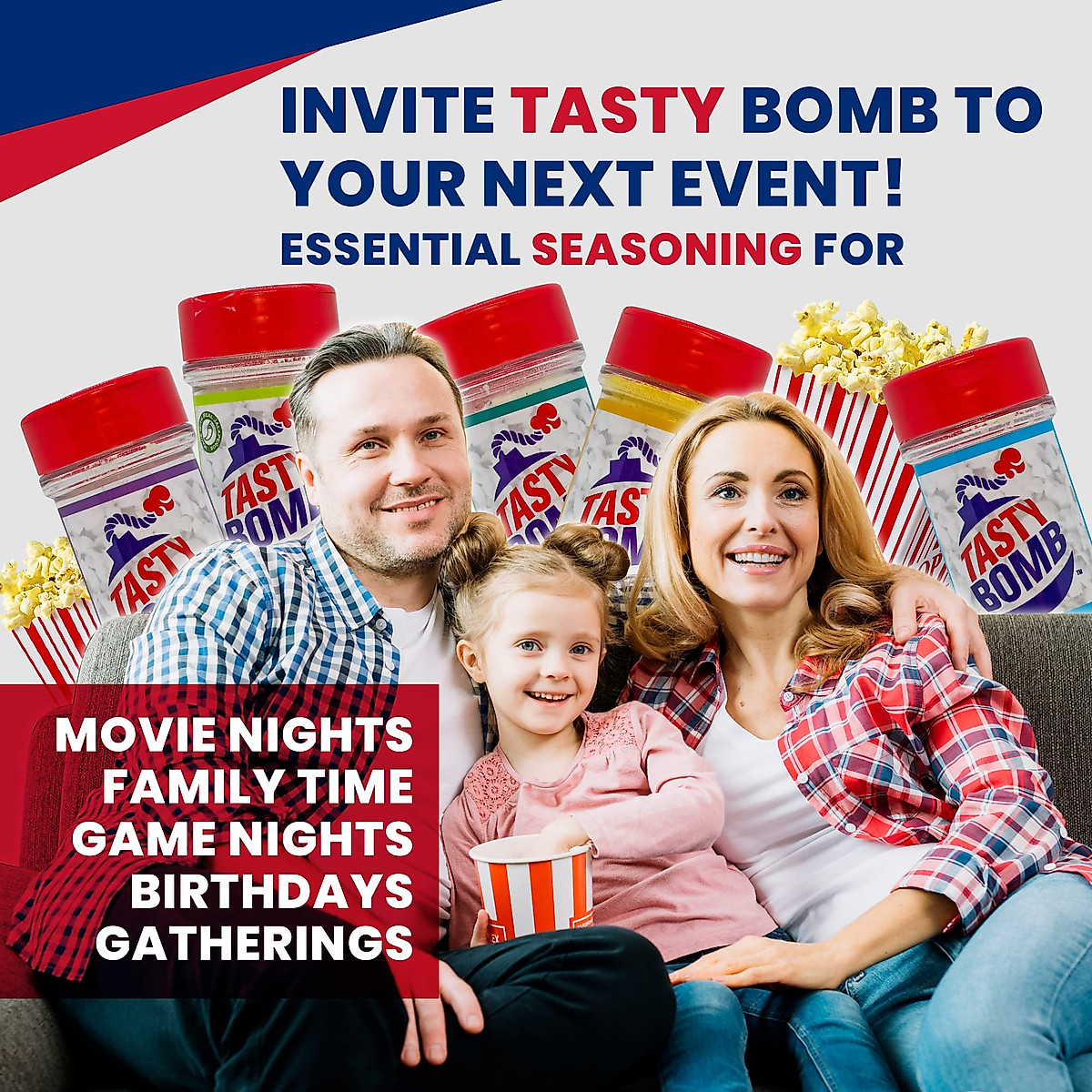 Tasty Bomb Popcorn Seasoning Set - Zesty Popcorn Seasoning Powder Variety Pack of 4 - Hot & Spicy Popcorn Flavoring with Asiago Pepper, Spicy Chipotle, Cheesy Jalapeno & Ranch Popcorn Seasoning Powder