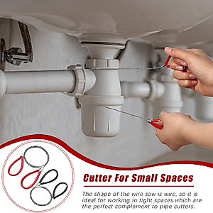 2 Pcs PVC Pipe Cable Saw Stainless Steel Wire Saw Hand Pocket String Rope Saw Emergency Survival Wire Saw PVC Pipe Cutting Tool for Wood Camping Hiking Hunting, Red, Black, 23.62 Inch