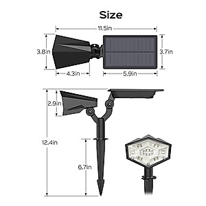 JACKYLED Solar Spot Lights Outdoor, Color Changing Spotlight RGB Landscape Spotlights Waterproof, Solar Lights for Yard/Garden/Walkway/Christmas, 6 Modes Auto On/Off 2 Pack