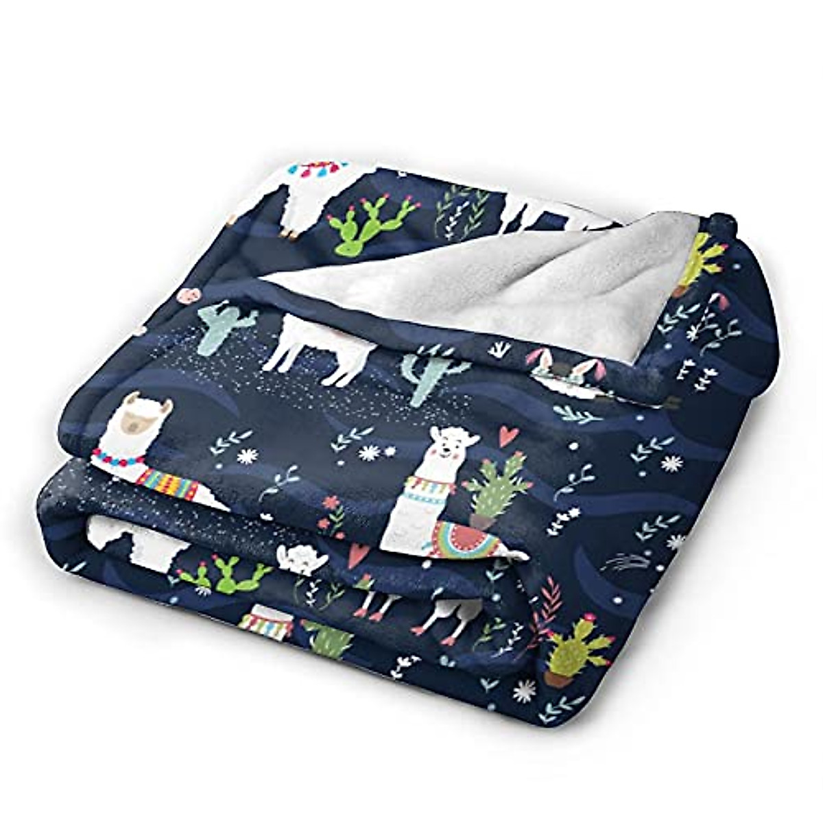 Cute Llama Soft Warm Throw Blanket Lightweight Flannel Fleece Bed Blanket Gift for Girls Boys Men Women Chair Couch 60"x50"