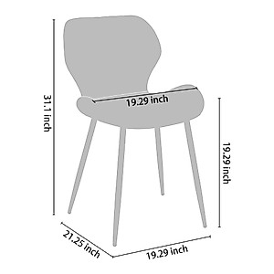 CangLong Dining Chairs Mid Century Modern Leisure Upholstered Metal Legs for Kitchen Living Room, Set of 2, Fleece White