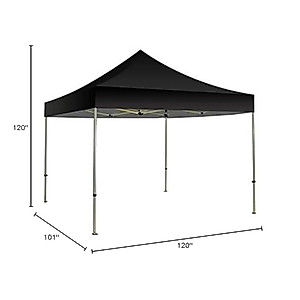 BannerBuzz Blank Canopy Tent, Only Topper, 420 Denier Oxford Polyester Fabric, 325 GSM, Velcro Topper Attachment (10' x 10', Black)