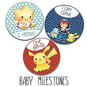 Silly Goose Gifts Darling Character Themed Baby Milestone Stickers for First Year Month to Month Photo Infant Onesie Growth Chart Shower Gift Scrapbook Photo Keepsake Monthly Set (Pocket Monsters)