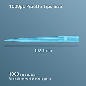 VISOSCI 1000uL Pipette Tips 1000 PCS per Bag Blue Laboratory Universal Plastic Liquid Pipette Pipettor Tips
