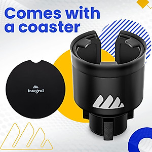 Integral Ultimate Expander Car Cup Holder - Adjustable Base - Expander & Organizer for Vehicles - Compatible with Coffee Mug, Yeti 14/24/36/46oz, Ramblers, Hydro Flasks 32/40oz, 3.4"-4.0" Bottles