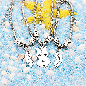 lauhonmin 3pcs Best Friends Sisters Gifts Bracelets Set for Women Friendship Long Distance Gifts - We will always be connected