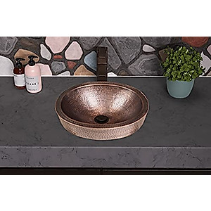 Monarch Abode 17004 Pure Copper Hand Hammered Oval Skirted Bathroom Vanity Sink (17 inches)