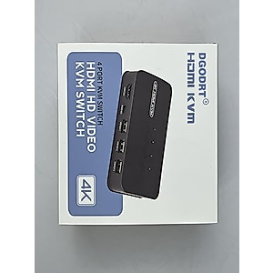 4K HDMI KVM Switch, 4 Port HDMI USB Switch for 4 Computer Share a 4K@30Hz Monitor and 3 USB Device Keyboard Mouse Printer, Including 4 KVM Cables