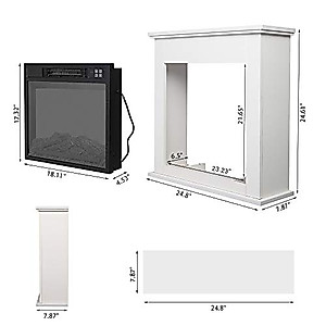 Zokop 25''W Freestanding Electric Fireplace Stove Space Heater with Realistic Flame, Wood Mantel, Remote Control for Home Room Indoor, 1500W-Black