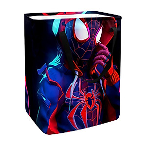 LICHWEST For Spiderman Foldable Clothes Organizer Laundry Basket Toy Organizer with Support Rods - Waterproof 60L Capacity Hamper for Clothes, Toys, and More, White