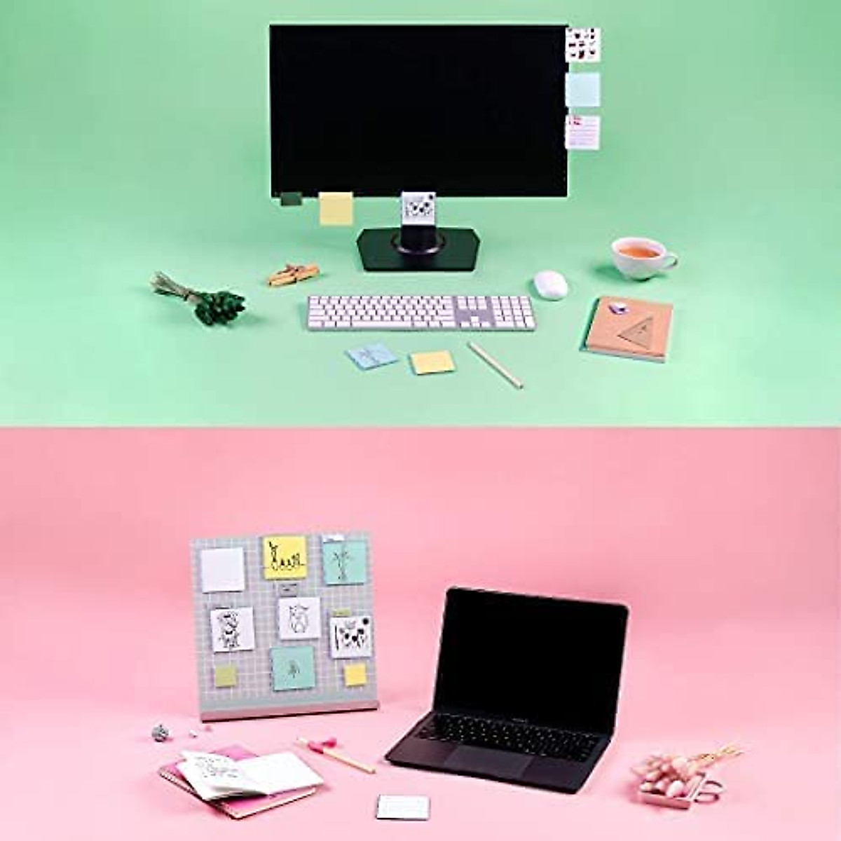 Bravestorming Mover Erase, Stackable and Magnetic Mini Whiteboard on The Palm, 72x72x3mm, Pack of 4 (Pen Included) (Yellow), Art Supplies for School and Office Projects and Presentations