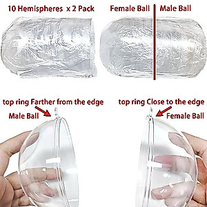 Jishi Clear Plastic Ornaments 10-Pack Christmas Ornament Fillable Balls for DIY Crafts, Christmas Tree Decor, Wedding Party, Xmas Holiday Home Decorations, Large Open Decorative Hanging Ornaments 80mm