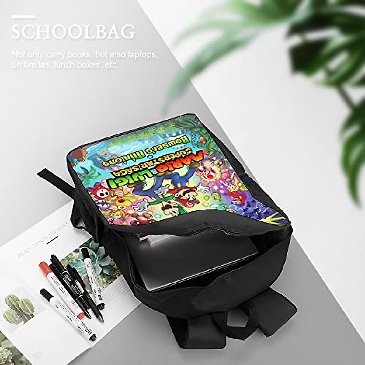 ohlcgin School Backpack For Boys Super Mar.io Backpack Unisex Cartoon Backpack For Teenagers Boys Backpack Girls Backpack School Backpack For Boys Teen Bookbags Durable Backpacks, 17inch