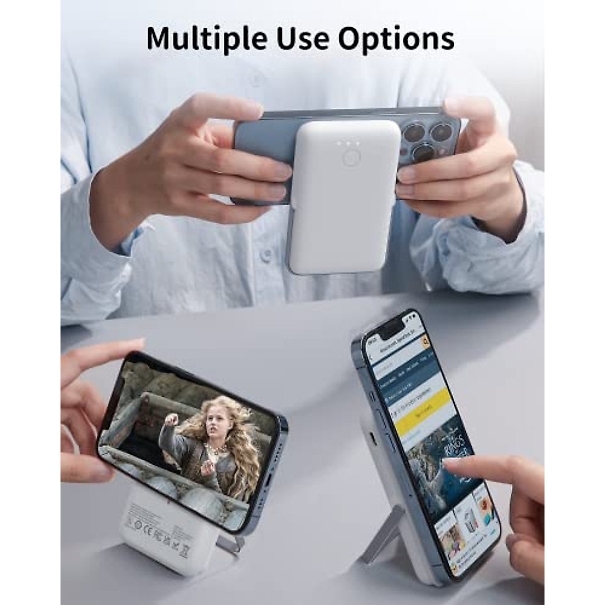 JoyGeek Magnetic Portable Charger, 10,000mAh Wireless Power Bank with Foldable Stand, Mag Safe Battery Pack PD 20W Fast Charging with C-C Cable for iPhone 14/14 Pro/14 Pro Max/14 Plus & 13/12 Series