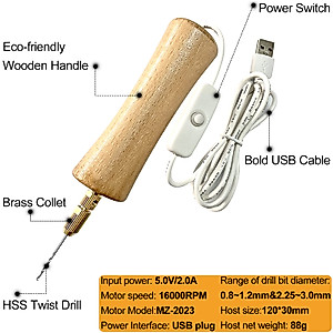 XIZED Electric Resin Jewelry Drill Set,50Pcs Wooden Body Hand Drill Resin Supplies,Multi-Purpose Power Small Hand Drill for Drilling,Sanding,Polishing,Cutting,Engraving,Jewelry Making,DIY Resin Crafts