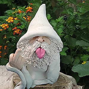 Tirifer Garden Gnome, Wizard Gnome 3D Dwarves, Polyresin Outdoor Sculpture Stick Out Tongue Gnome Statue Garden Figurine Art Garden Decoration for Lawn Yard Balcony Porch Patio