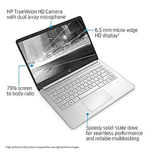 HP Laptop, 14In HD Touchscreen, AMD Athlon Processor, Webcam, HDMI, Wi-fi, Long Battery Life, Online Conferencing, Win 10, Premium, Natural Silver, 8GB RAM 128GB SSD (Renewed)