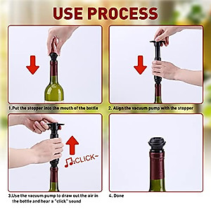 20 Pieces Wine Stoppers with Vacuum Pump Wine Preserver Vacuum Bottle Stopper Wine Keeper Wine Vacuum Stoppers Wine Saver Vacuum Pump for Kitchen Home Bar Office, Gifts for Wine Lovers