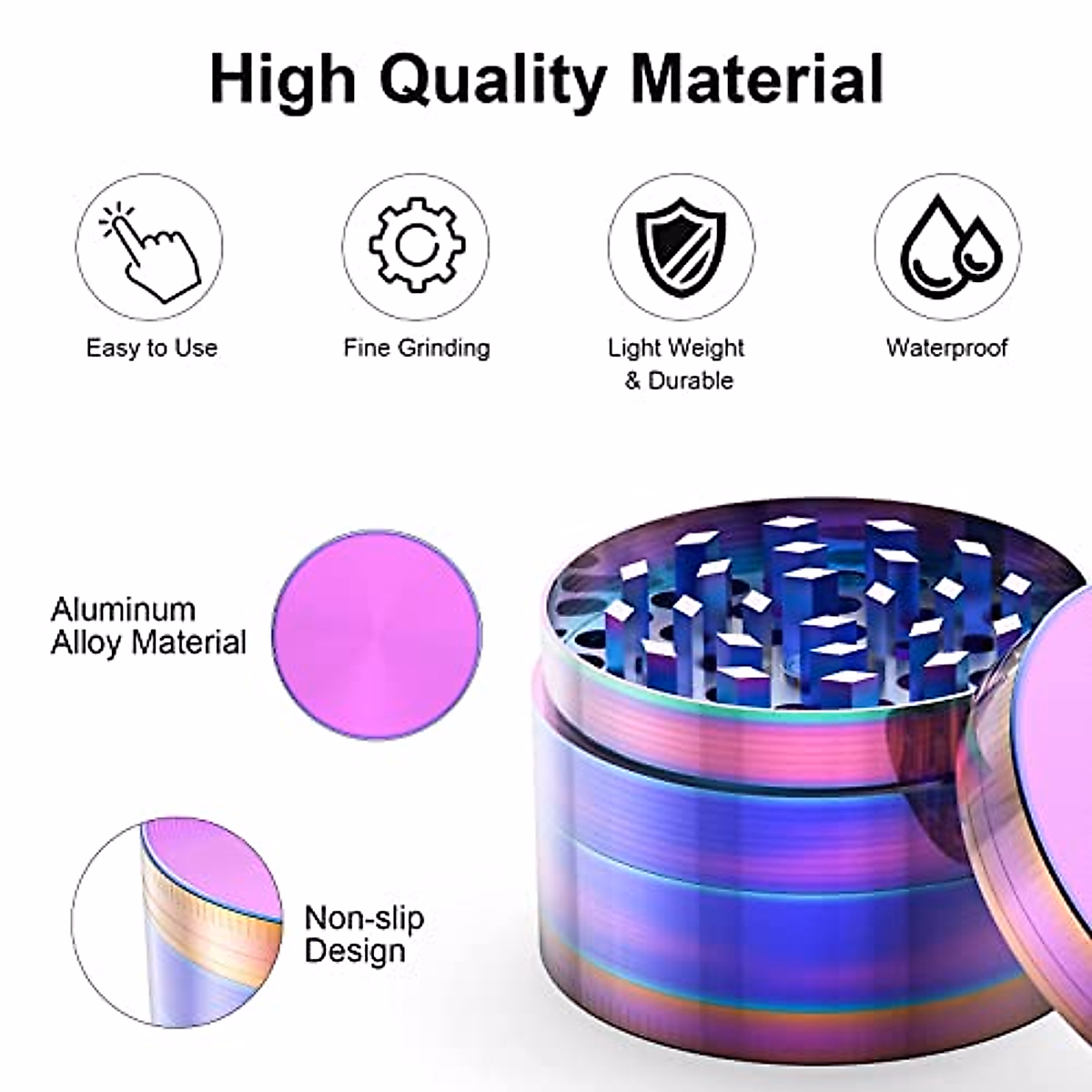 SUPFAKE Multipurpose Crusher, 2 Inch, Rainbow Color