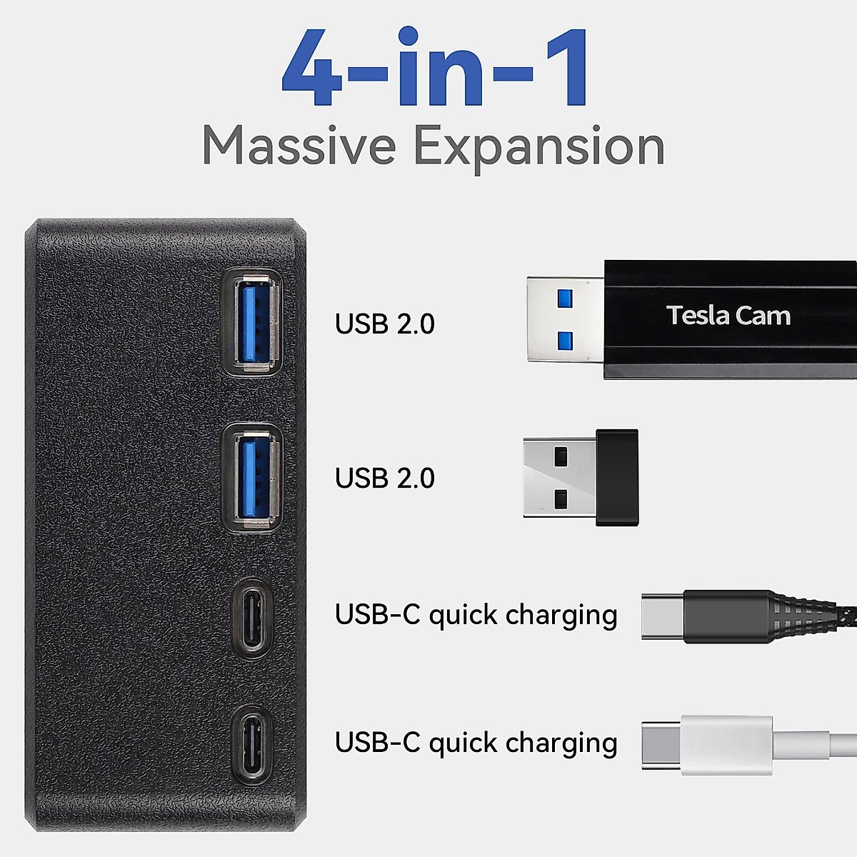 USB Extender for Center Console Docking Station for Tesla Model 3/Y 2021 2022 2023 and Tesla Model X/S 2022 Accessories