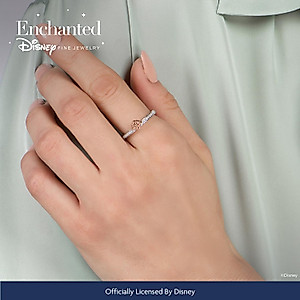 Jewelili Enchanted Disney Fine Jewelry Sterling Silver and 10K Rose Gold 1/10 CTTW Diamond Ariel Ring size 6