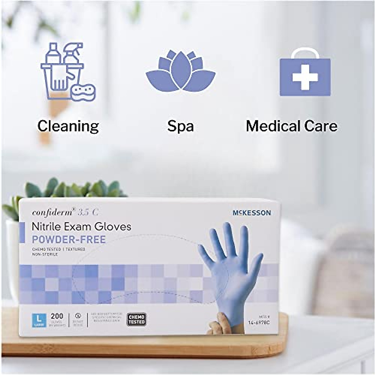 McKesson Confiderm 3.5C Nitrile Exam Gloves, Non-Sterile, Powder-Free, Blue, Medium, 200 Count, 1 Box