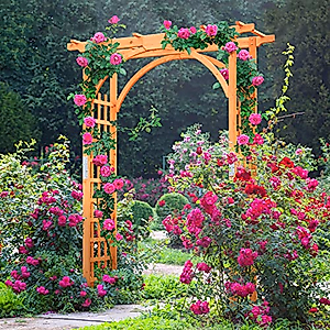 Yaheetech 85in Wooden Garden Trellis Garden Arch Arbor for Climbing Planting Plant Stand in Garden Yard Outdoor, Brown