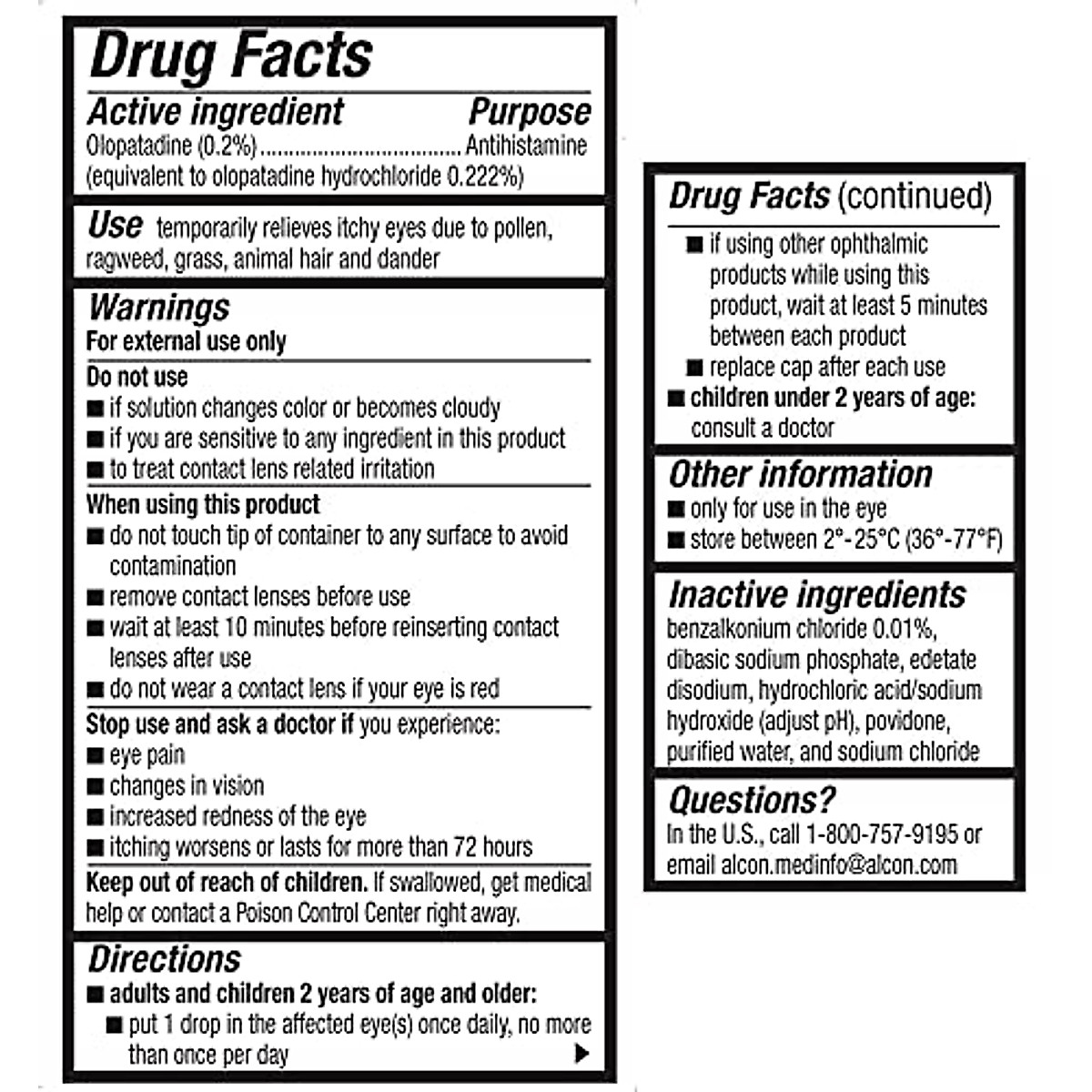 Pataday Once Daily Relief Allergy Eye Drops by Alcon, for Eye Allergy Itch Relief, 2.5 ml