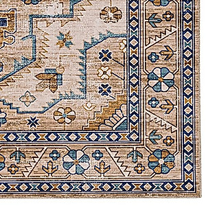 Linon The Anywhere Washable Rug Jones Ivory/Gold 3' X 5' Accent Rug