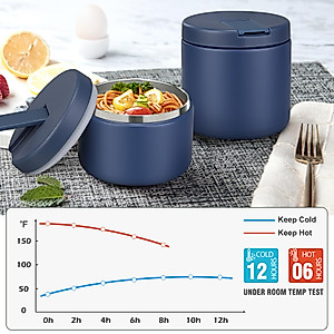 LOHASOK 12oz Kids Soup Thermo for Hot Food Insulated Vacuum Food Jar with Buckle Lid, Stainless Steel Wide Mouth Leak Proof Lunch Container for School Travel-Blue