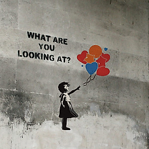 FINGERINSPIRE 5 PCS Banksy Stencil Layered Design 11.7x8.3inch Reusable Layered The Human with a Balloon Drawing Stencil Banksy Decoration Stencil for Painting on Wall, Furniture, Wood and Paper