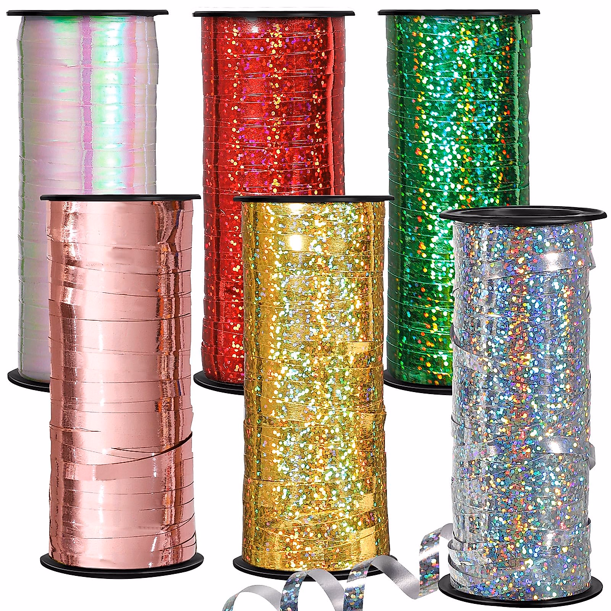 6 Rolls Curling Ribbon Set, 600 Yards （1800 Ft） 1/5 Inch Balloon String Ribbon Thin Ribbons for Gift Wrapping Art Crafts Wedding Birthday Party Christmas Decorations