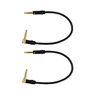 Audio2000's C28001P2 1Ft 1/4" TS Right Angle To 1/4" TS Cable (2 Pack)