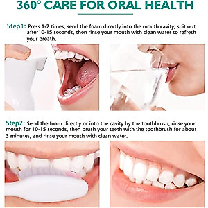 Teeth Whitening Toothpaste Foam-Baking Soda Toothpaste,Ultra-fine Mousse Deeply Clean Gums,Intensive Stain Removal,Travel Friendly, Easy to Use,Oral Care Toothpaste Replacement Mouth Wash Water(60ml)